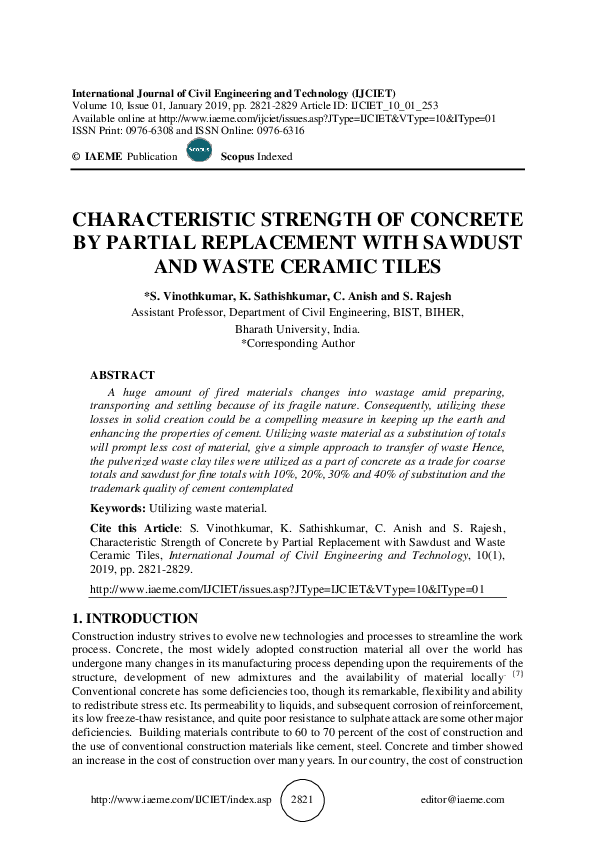 (PDF) CHARACTERISTIC STRENGTH OF CONCRETE BY PARTIAL REPLACEMENT WITH ...