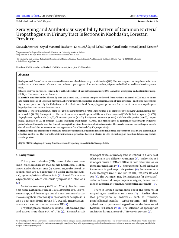 (PDF) Serotyping and Antibiotic Susceptibility Pattern of Common ...