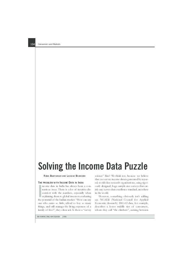 (PDF) Solving the Income Data Puzzle