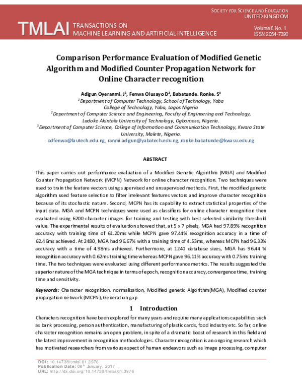 Pdf Comparison Performance Evaluation Of Modified Genetic Algorithm And Modified Counter
