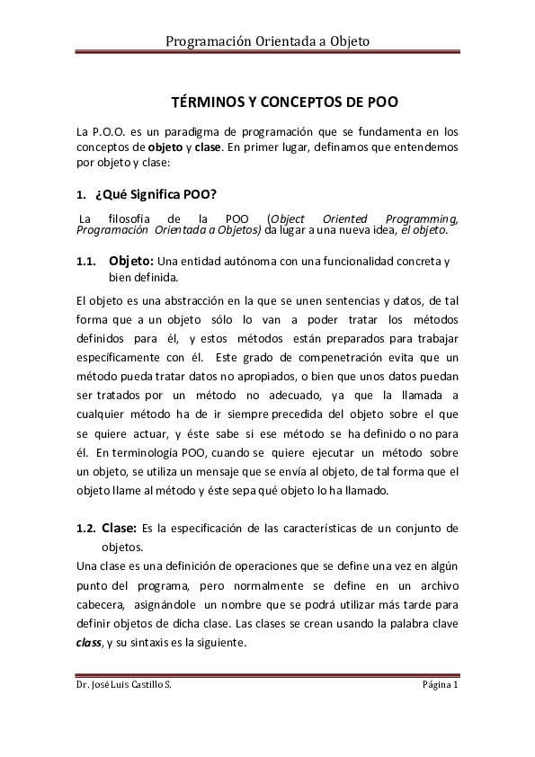 (PDF) Programación Orientada a Objeto TÉRMINOS Y CONCEPTOS DE POO