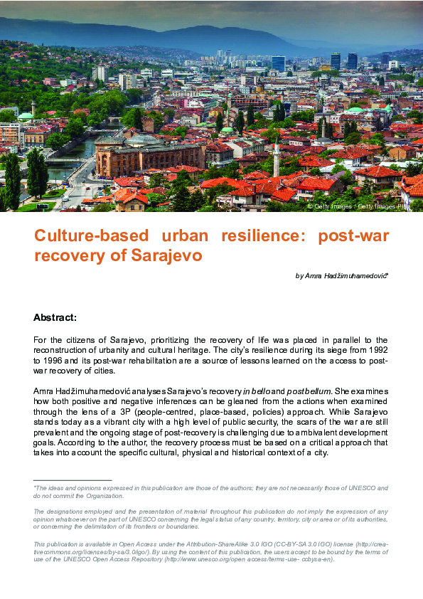 (PDF) Culture-based urban resilience: post-war recovery of Sarajevo