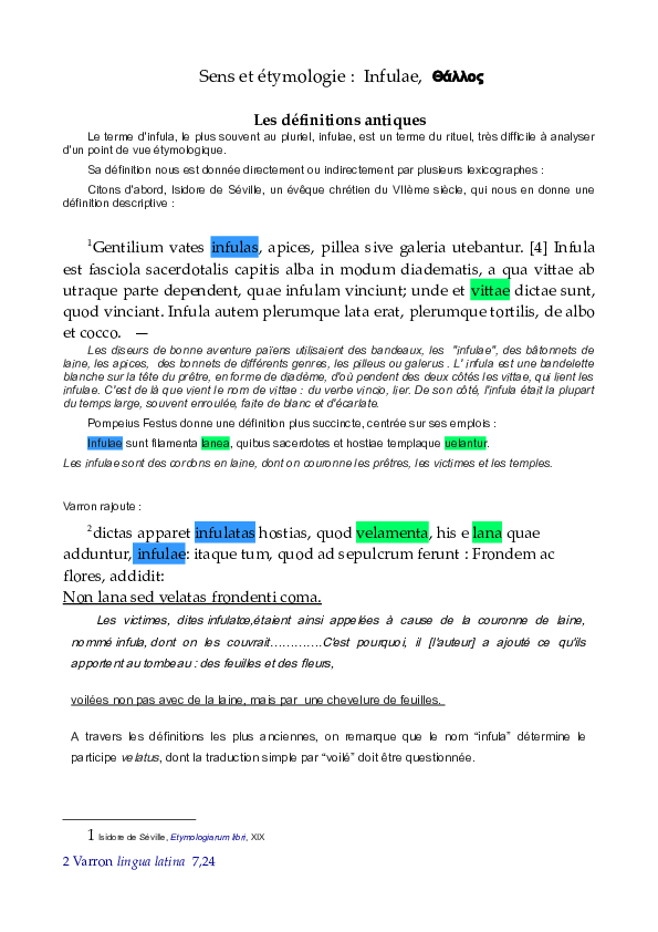 (PDF) Étymologie : autour de Θάλλος et infulae