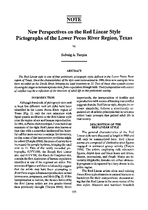 (PDF) New Perspectives on the Red Linear Style Pictographs of the Lower ...