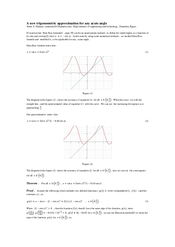 (PDF) A new trigonometric approximation for any acute angle