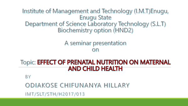 (PPT) The role nutrition in maternal and child health (PowerPoint)