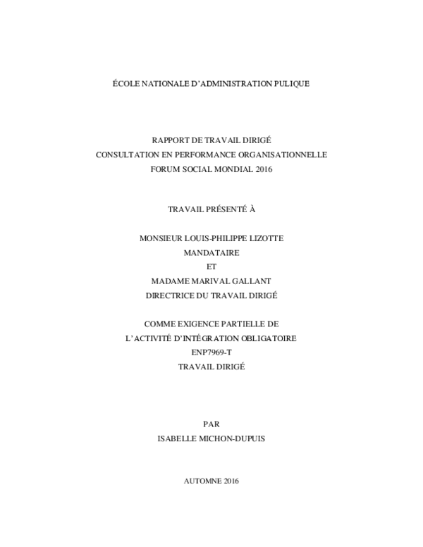 (PDF) Rapport travail dirigé I.Michon Dupuis ENAP-FSM