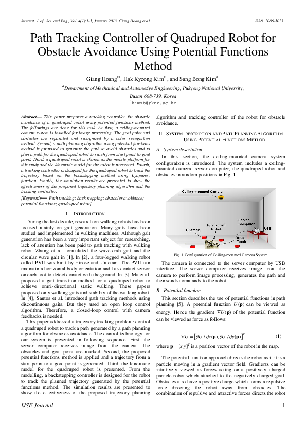 Pdf Path Tracking Controller Of Quadruped Robot For Obstacle