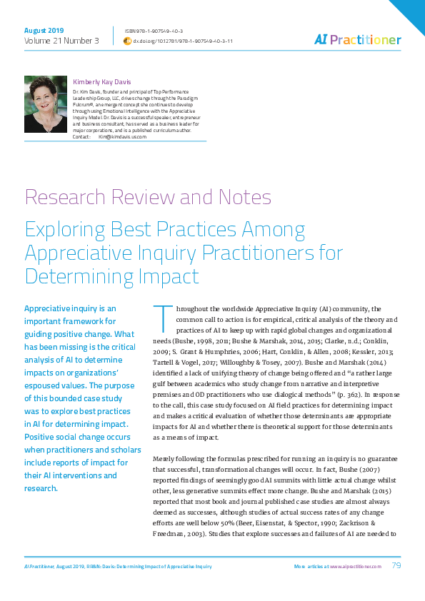 (PDF) Exploring Best Practices Among Appreciative Inquiry Practitioners ...