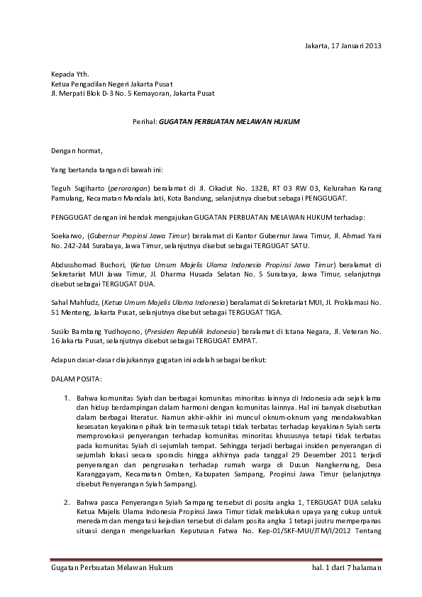 (PDF) Surat Gugatan PMH - Fatwa
