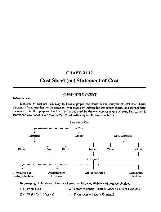 (PDF) Cost Sheet ( or) Statement of Cost ELEMENTS OF COST