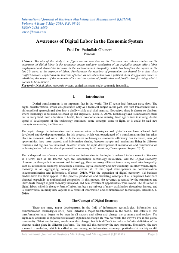 (PDF) Awareness of Digital Labor in the Economic System