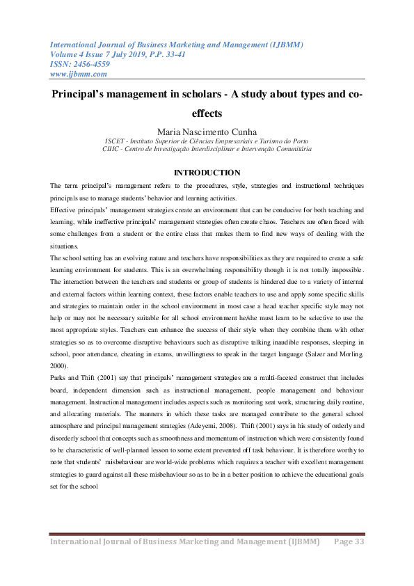 (PDF) Principal's management in scholars -A study about types and co ...