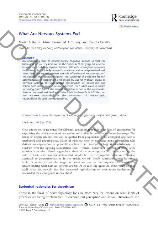 (PDF) What Are Nervous Systems For