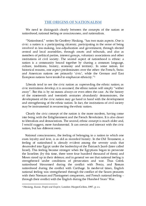 (DOC) THE ORIGINS OF NATIONALISM