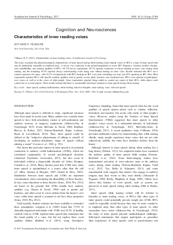 (PDF) Characteristics of Inner Reading Voices