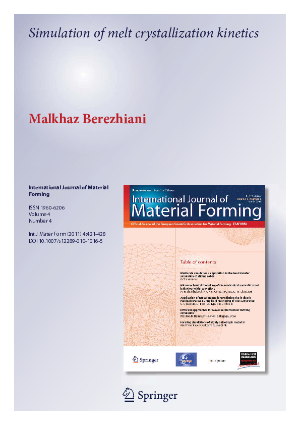(PDF) Simulation of melt crystallization kinetics