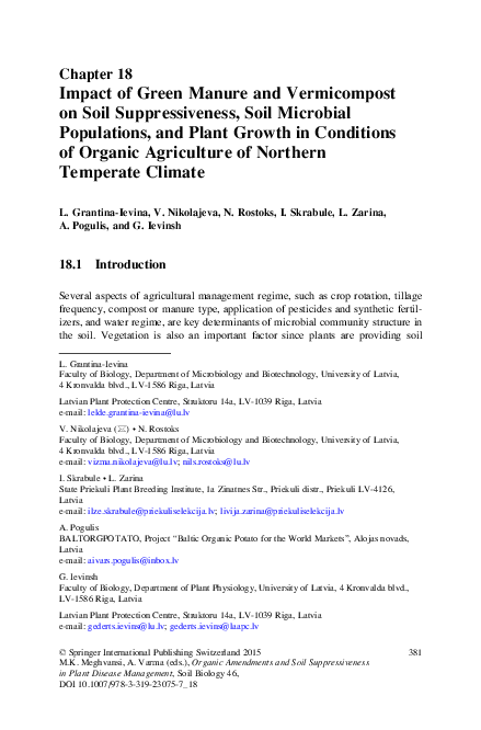 (PDF) Impact of Green Manure and Vermicompost on Soil Suppressiveness ...