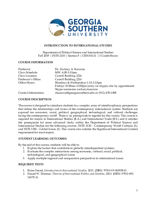 (PDF) Introduction to International Studies