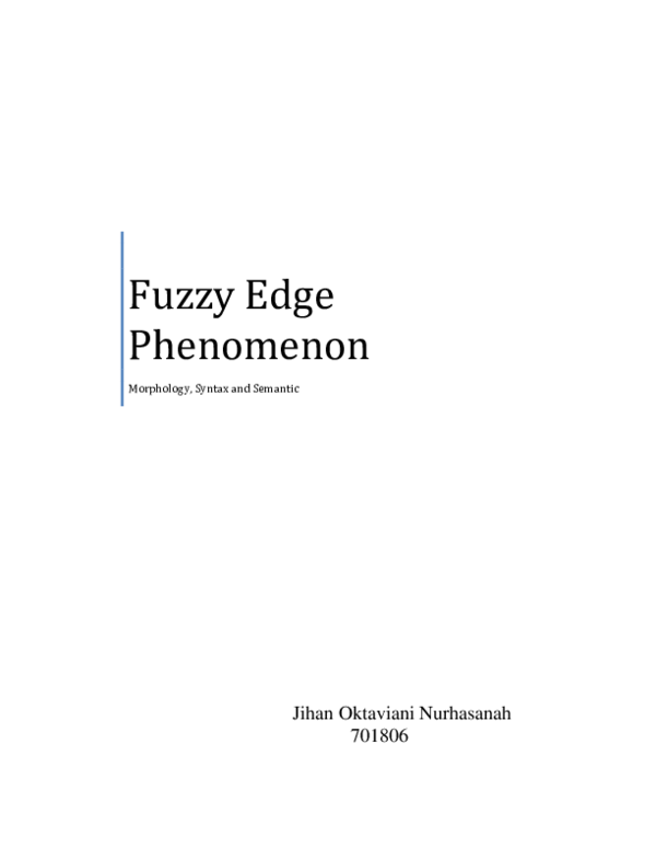 Doc Fuzzy Edge Phenomenon Morphology Syntax And Semantic
