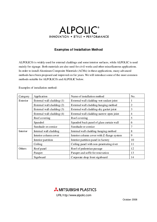 (PDF) Examples of Installation Method