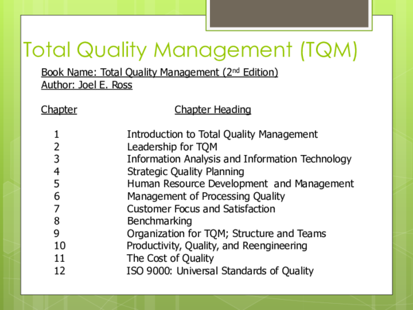 (PPT) TQM chapter-1 introduction