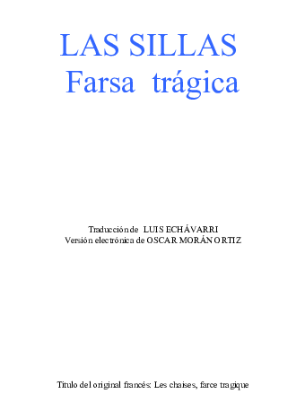 (PDF) LAS SILLAS Farsa trágica Traducción de LUIS ECHÁVARRI Versión ...