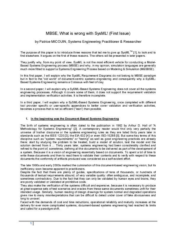 (PDF) MBSE SysML V