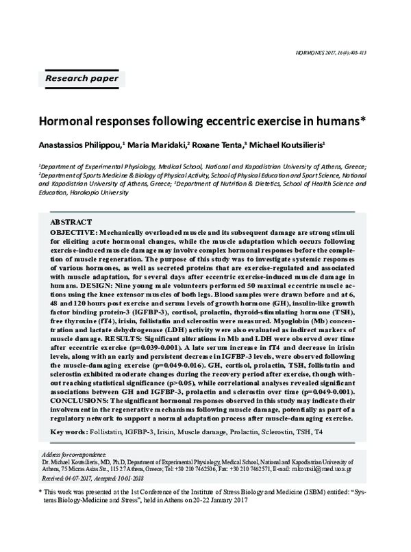 (PDF) Hormonal responses following eccentric exercise in humans