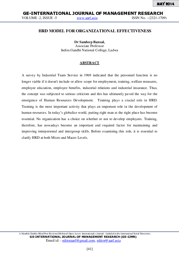 (PDF) Optimizing HRD for Enhanced Organizational Success