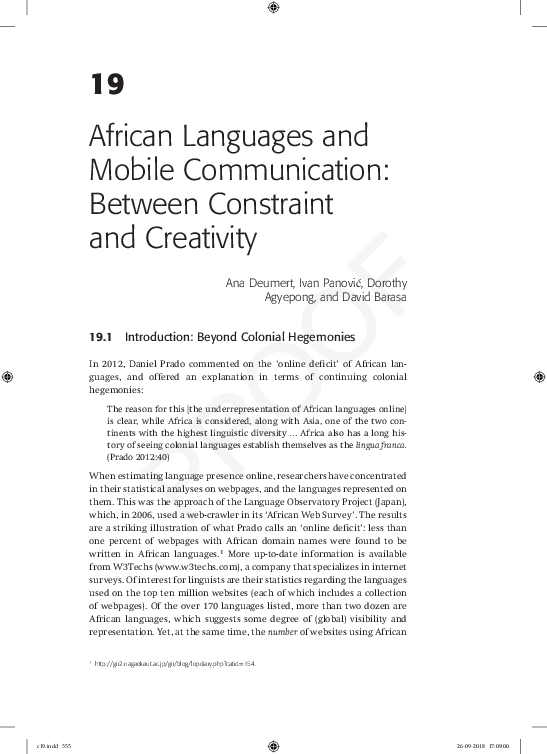 (PDF) African Languages and Mobile Communication: Between Constraint ...