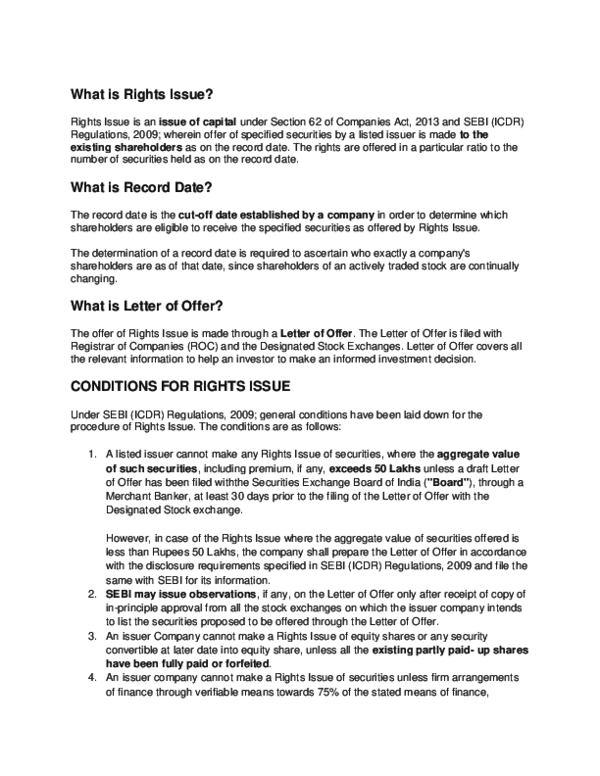 (DOC) What is Rights Issue