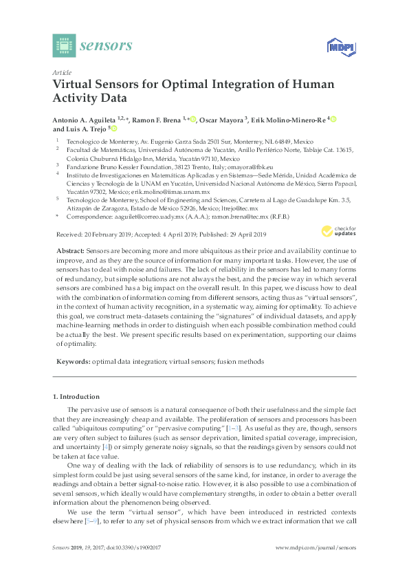(PDF) Virtual Sensors for Optimal Integration of Human Activity Data