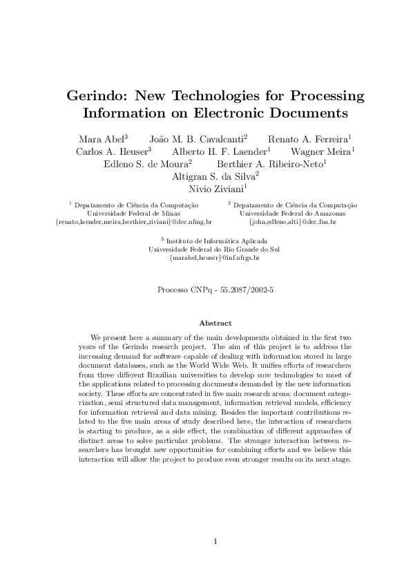 (PDF) Gerindo: New Technologies for Processing Information on ...