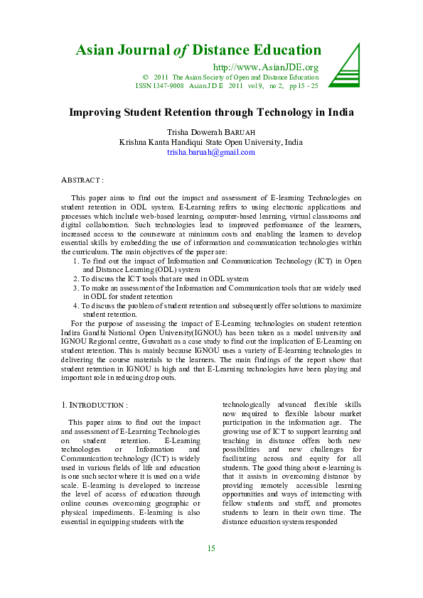 (PDF) Asian Journal of Distance Education Improving Student Retention ...