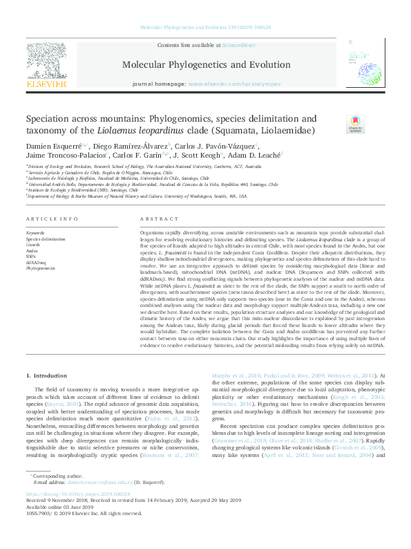 (PDF) Speciation across mountains: Phylogenomics, species delimitation ...