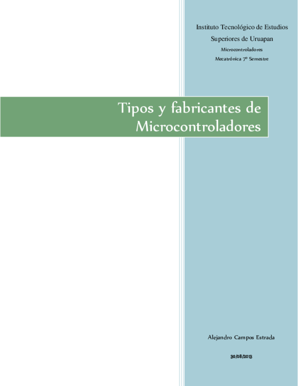 (PDF) Tipos y fabricantes de Microcontroladores