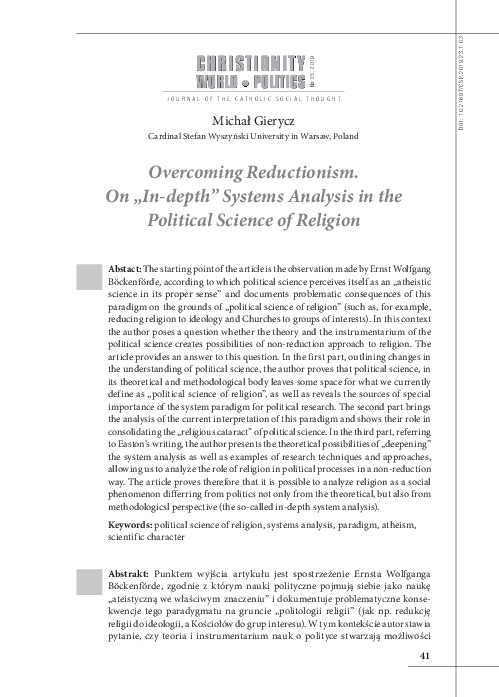 (PDF) Overcoming Reductionism. On "In-depth" Systems Analysis in the ...
