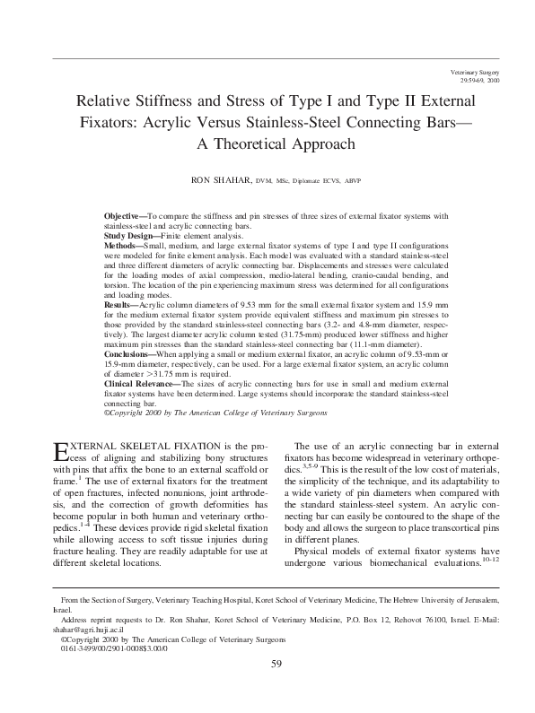(PDF) Relative Stiffness and Stress of Type I and Type II External ...