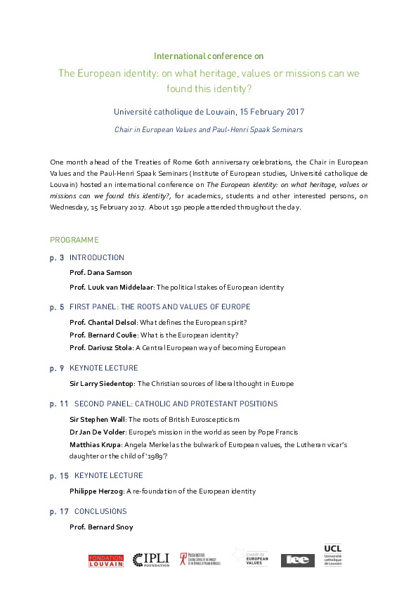 (PDF) Conference on European Identity (UCLouvain 2017)