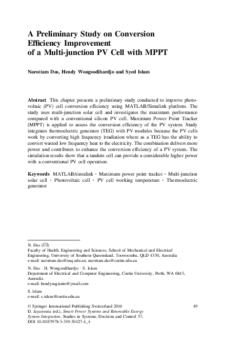(PDF) A Preliminary Study on Conversion Efficiency Improvement of a ...