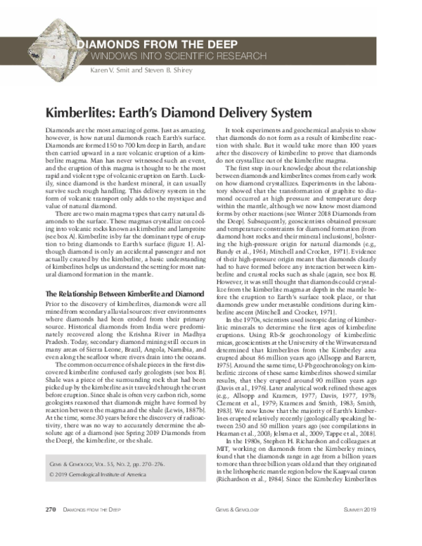 (PDF) Kimberlites: Earth's Diamond Delivery System