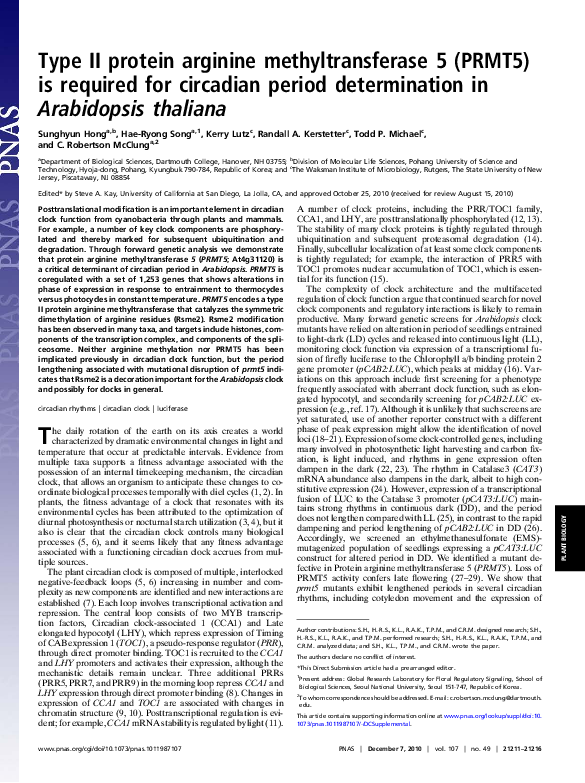 (PDF) Type II protein arginine methyltransferase 5 (PRMT5) is required ...