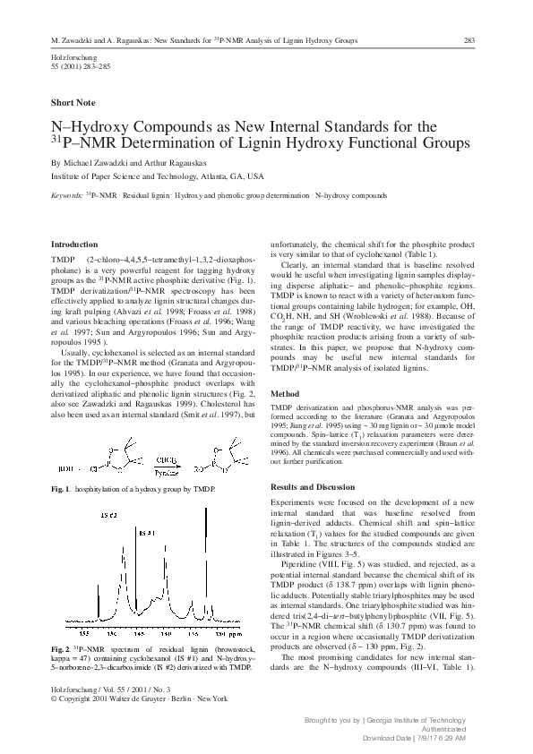 (PDF) N–Hydroxy Compounds as New Internal Standards for the 31P–NMR ...