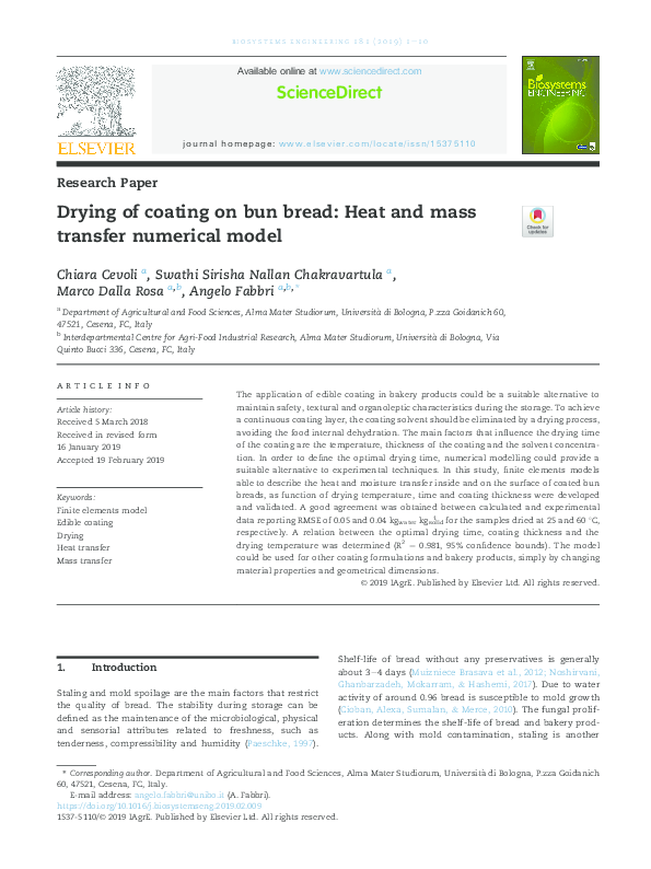 (PDF) Drying of coating on bun bread: Heat and mass transfer numerical ...