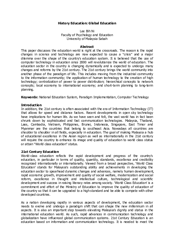 (DOC) History Education: Global Education