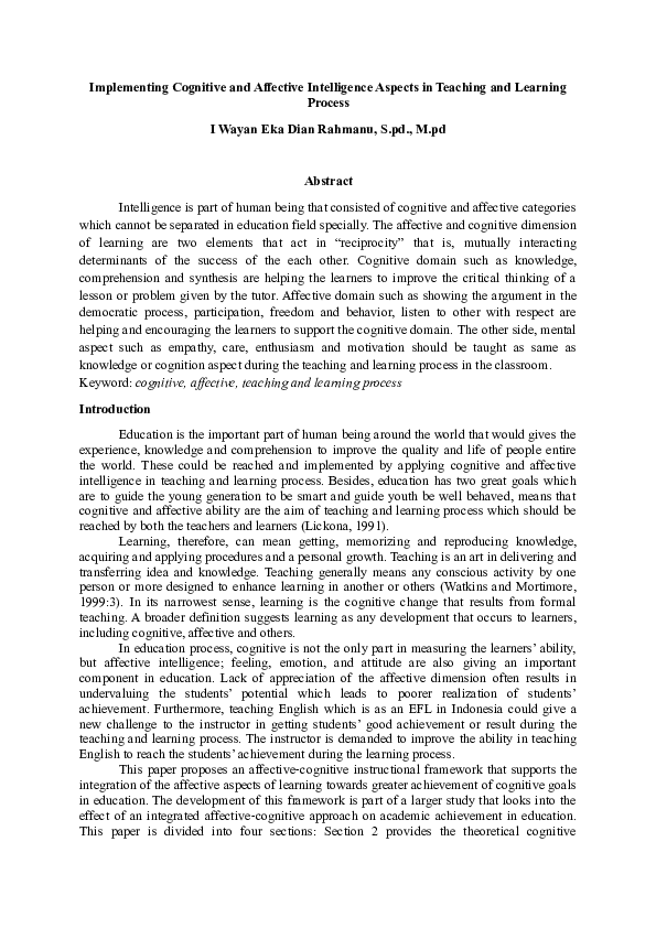 (DOC) Implementing Cognitive and Affective Intelligence Aspects in ...