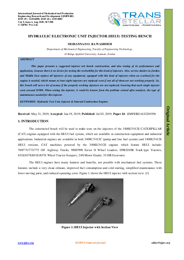 (PDF) HYDRAULIC ELECTRONIC UNIT INJECTOR (HEUI) TESTING BENCH