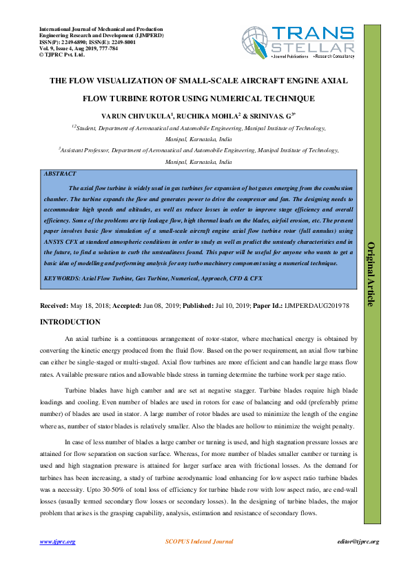 Pdf The Flow Visualization Of Small Scale Aircraft Engine Axial Flow Turbine Rotor Using