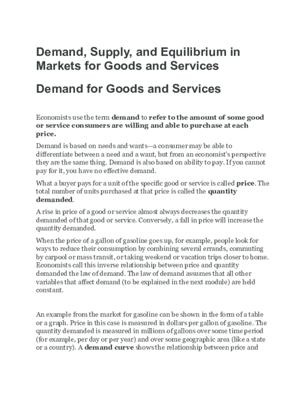 (DOC) Demand, Supply, and Equilibrium in Markets for Goods and Services ...